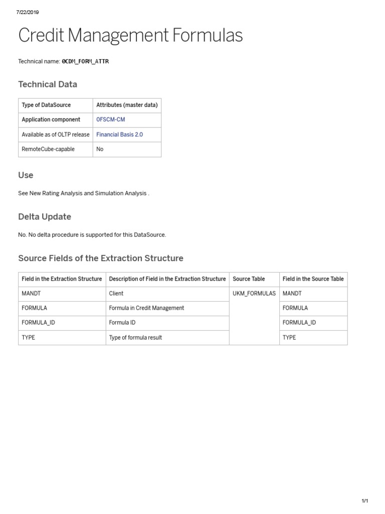 Credit Management Formulas | PDF