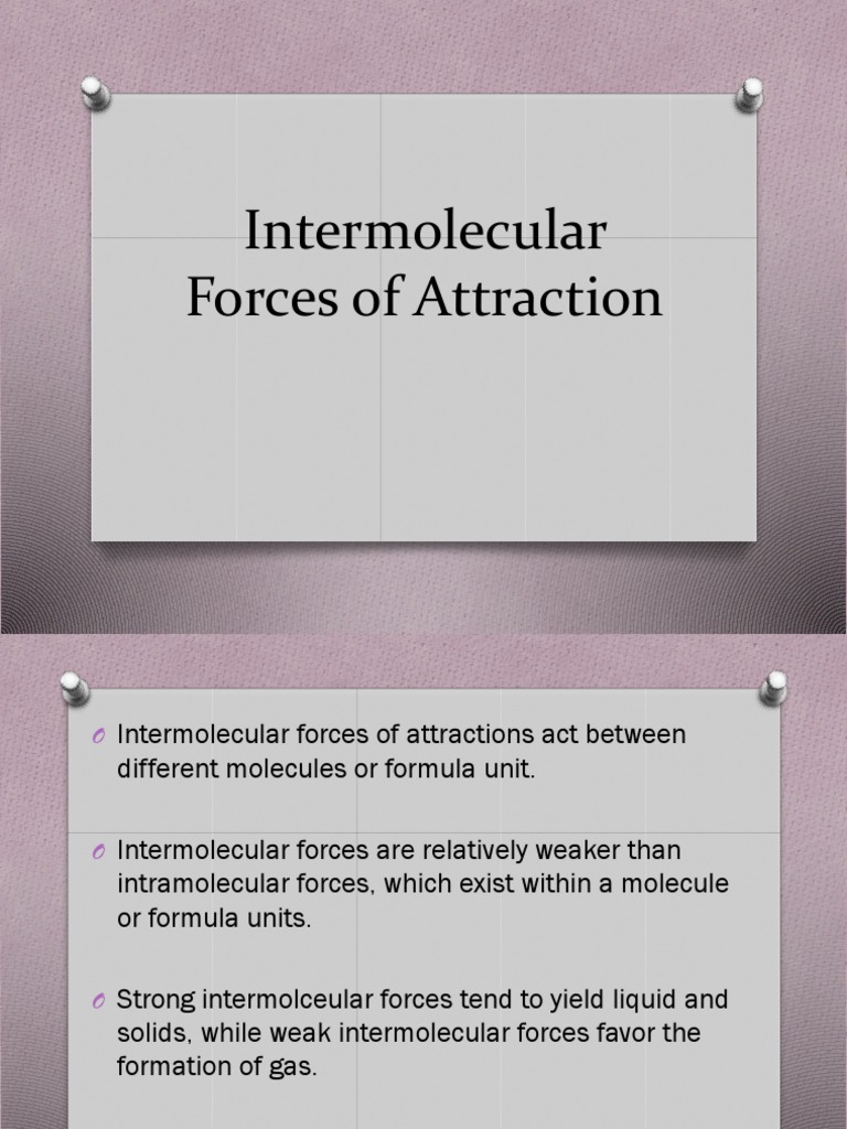 Intermolecular Forces of Attraction | PDF | Intermolecular Force ...