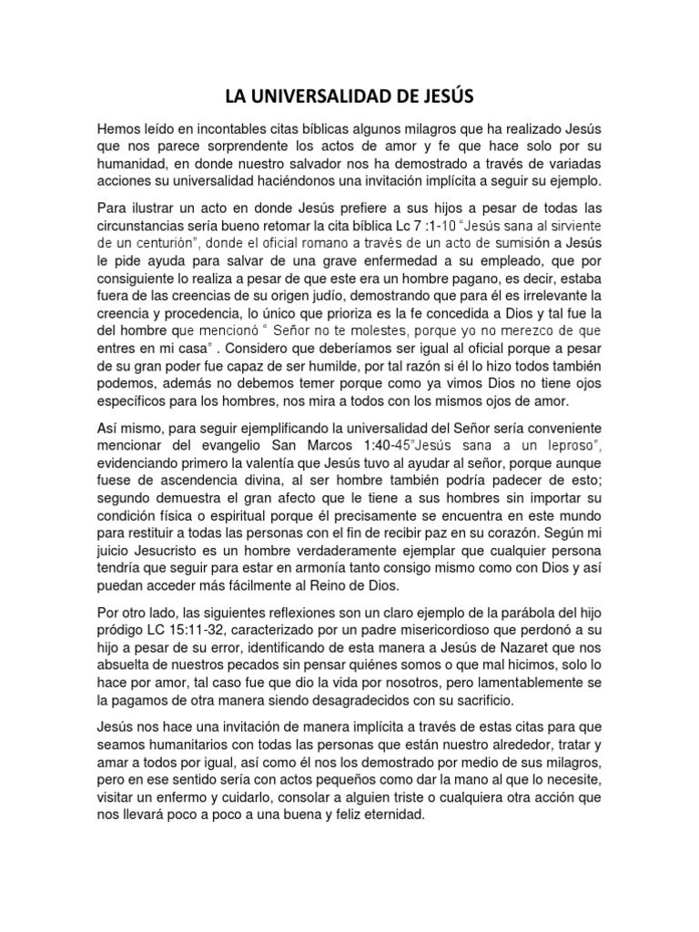 Jesús: Ejemplo de Amor Universal | PDF | Jesús | Dios