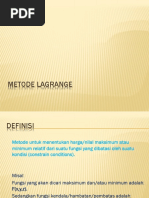 Metode Pengali Lagrange dalam Optimasi | PDF