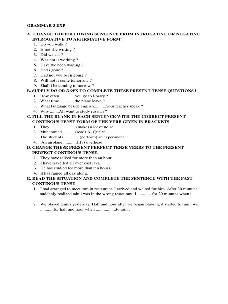 Grammar 3 Exp | PDF | Grammatical Tense | Morphology