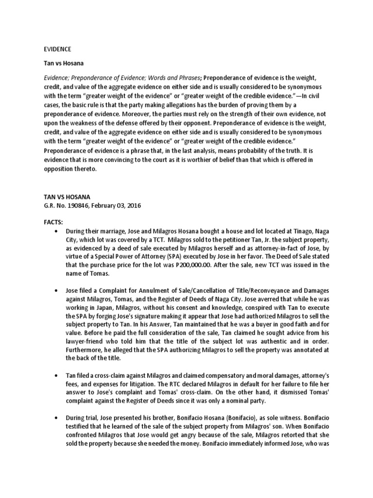 Evidence Preponderance of Evidence Words and Phrases Preponderance of ...