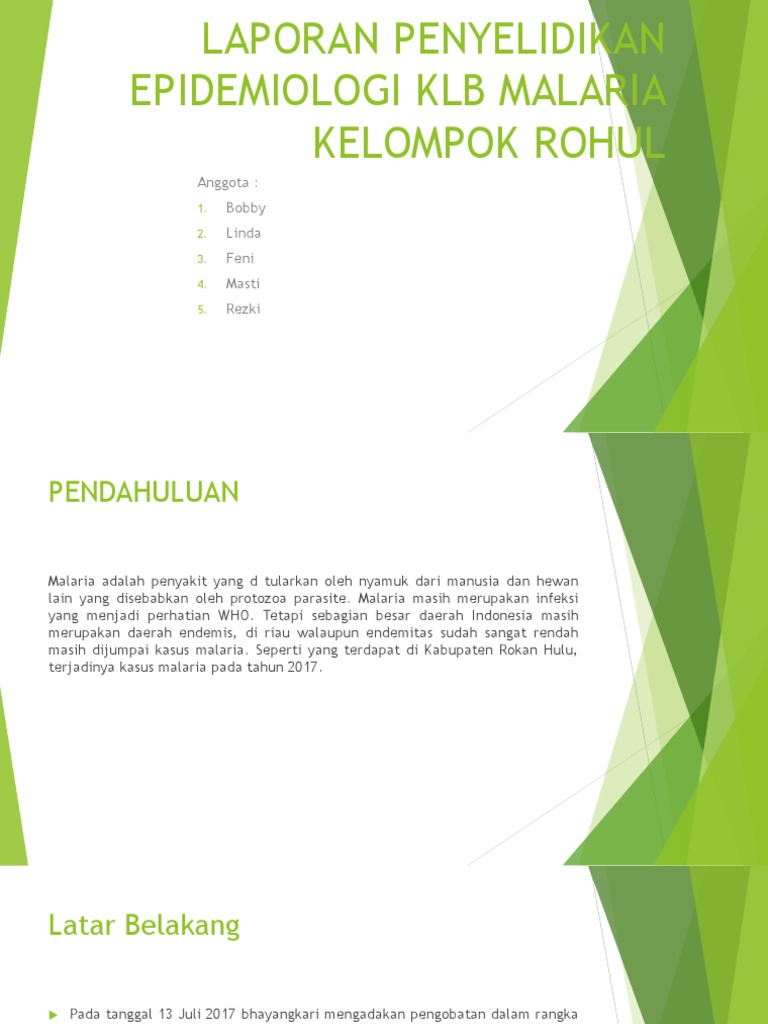 Laporan Penyelidikan Epidemiologi KLB Malaria Rohul | PDF