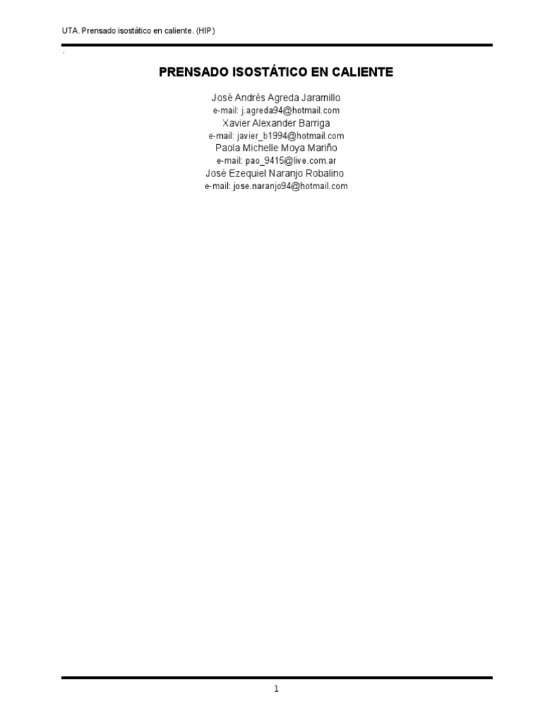 Prensado Isostatico en Caliente | PDF | Aluminio | Sinterización