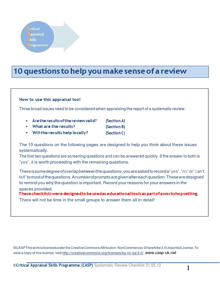 10 Questions To Help You Make Sense of A Review: How To Use This ...