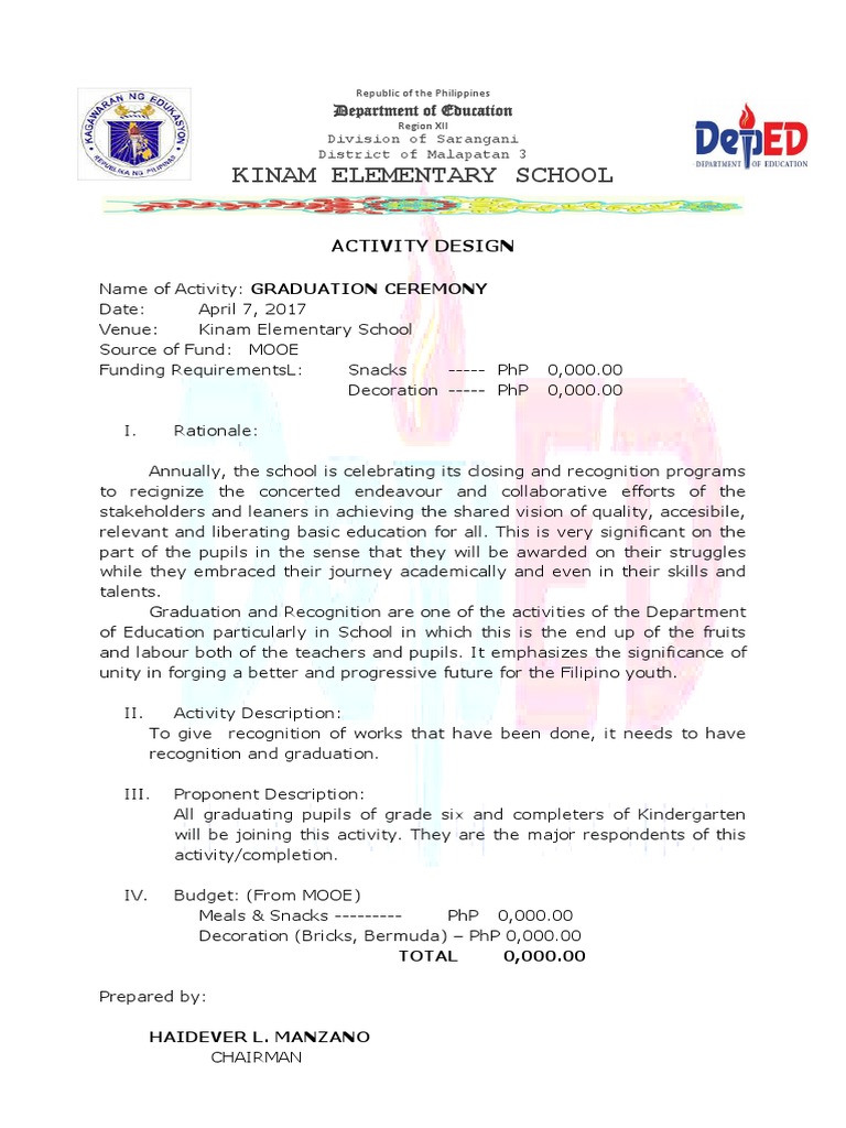 Activity Design Graduation Ceremony | PDF