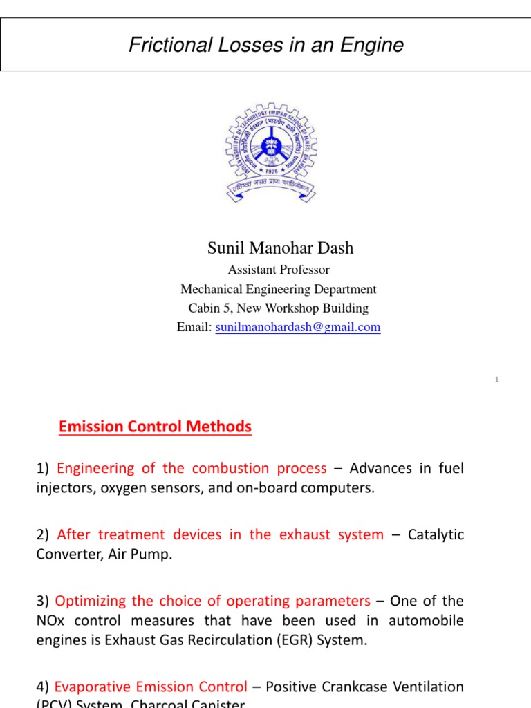 Frictional Losses in An Engine: Sunil Manohar Dash | PDF | Motor Oil ...