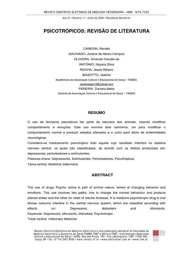 Psicotrópicos | PDF | Farmacologia | Drogas