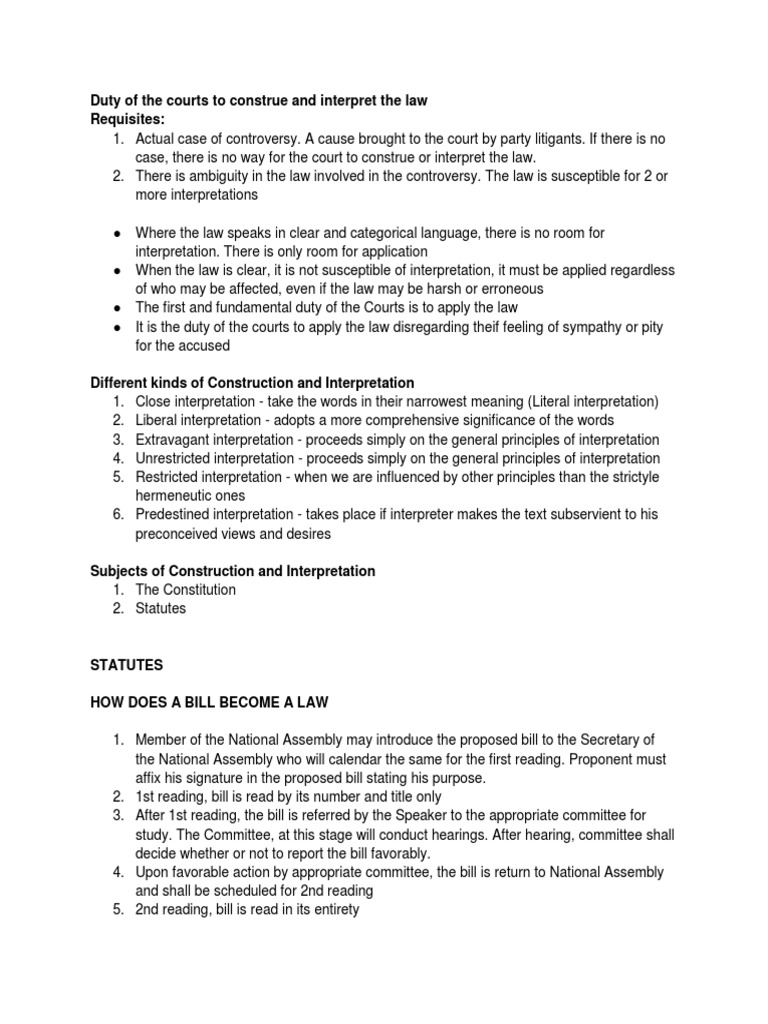 StatCon Reviewer | PDF | Bill (Law) | Statutory Interpretation