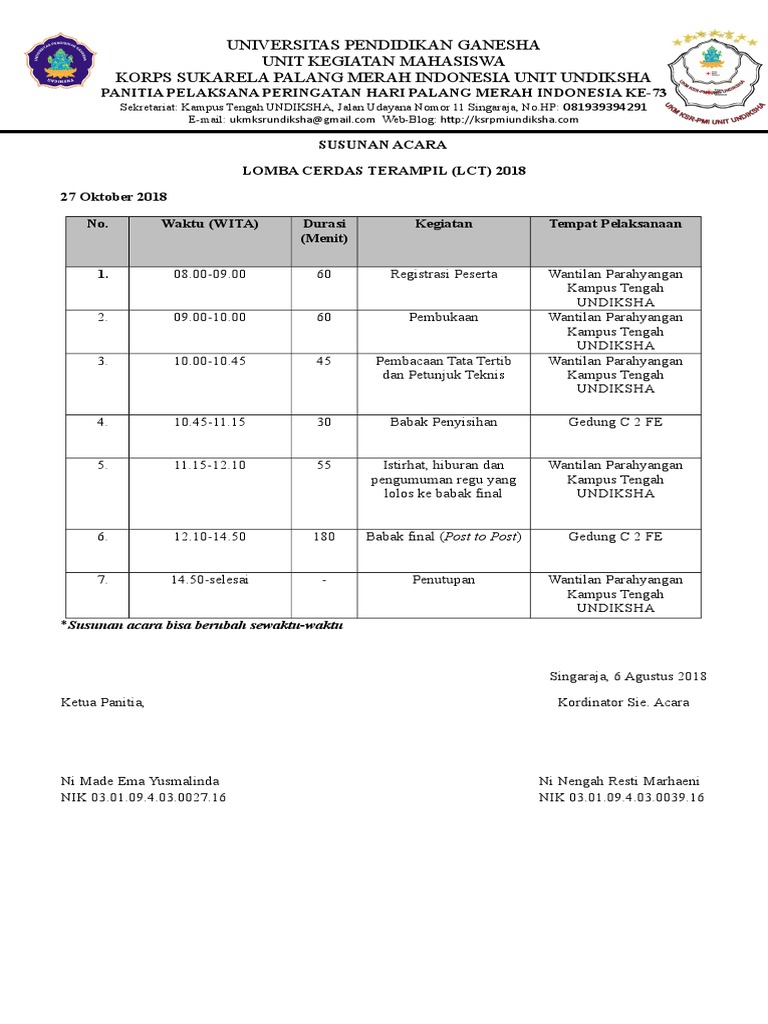 Susunan Acara LCT Fix BGT BGT 2 | PDF
