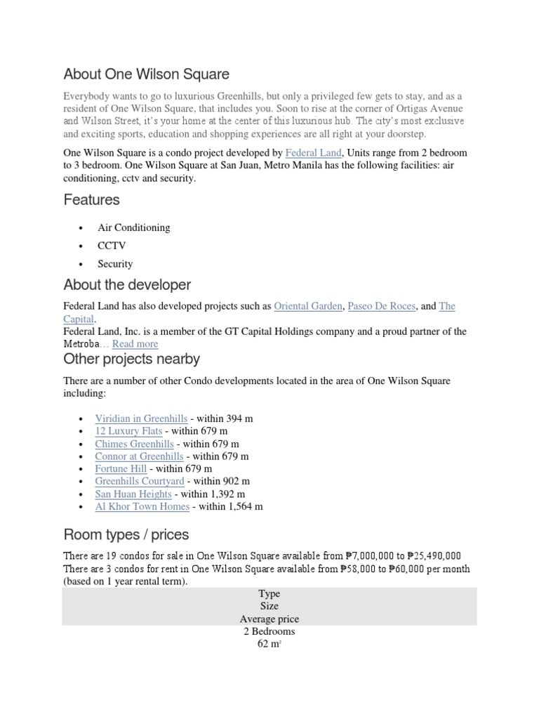 About One Wilson Square: Federal Land | PDF | Business