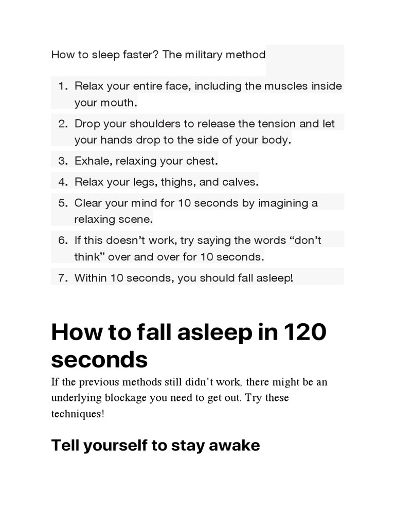 How To Sleep Faster? | PDF | Sleep | Hand