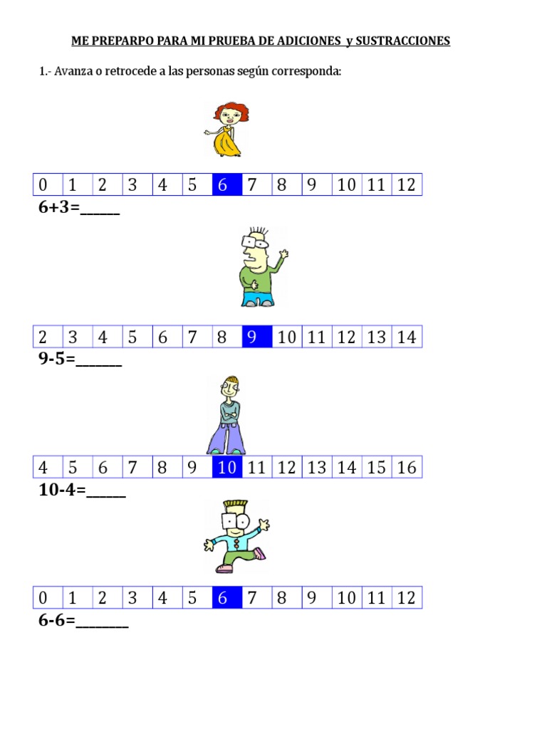 Me Preparo para La Prueba Suma y Restas | PDF | Métodos y materiales de ...