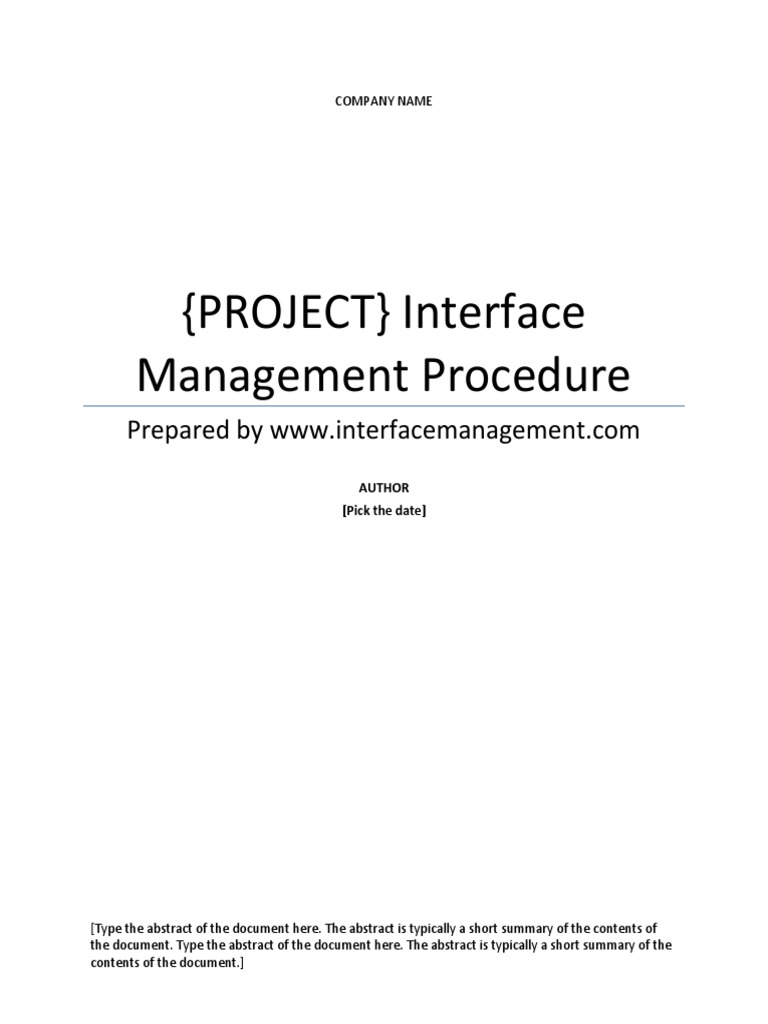 Interface Management Procedure Template | PDF | General Contractor ...