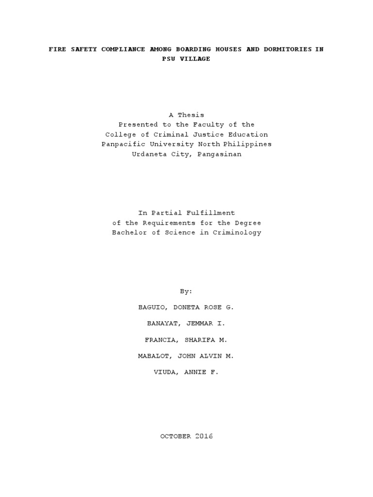 Fire Safety Compliance Among Boarding Ho | PDF | Fire Safety | Building ...