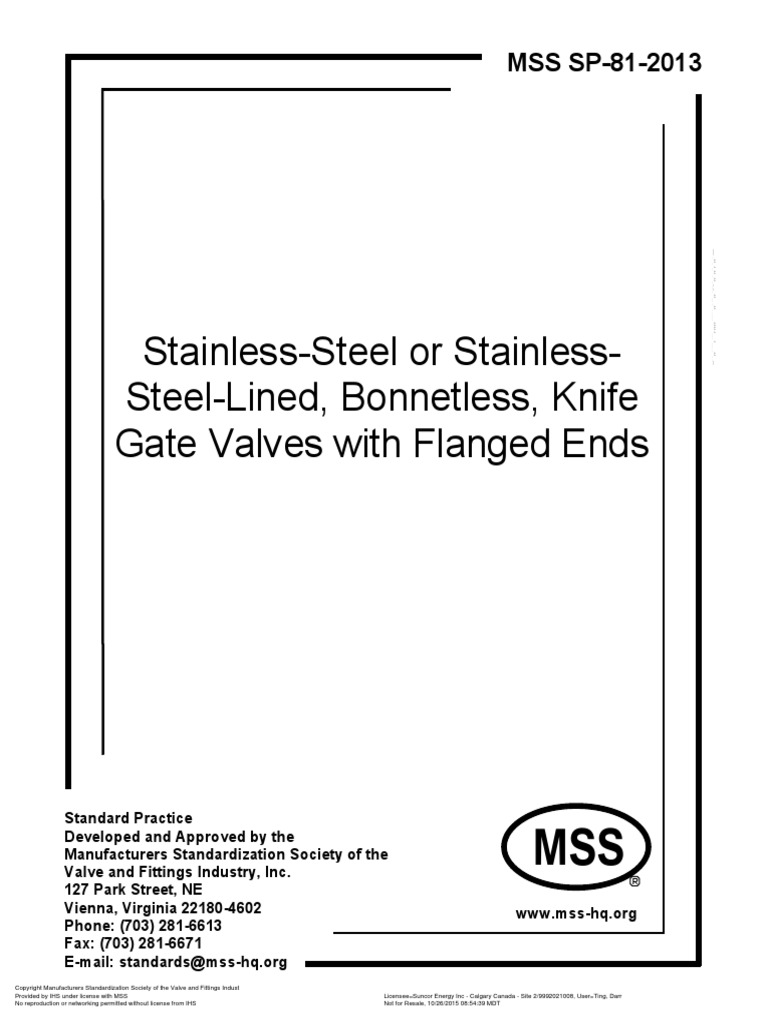 Mss SP 81 PDF | PDF | Valve | Pipe (Fluid Conveyance)