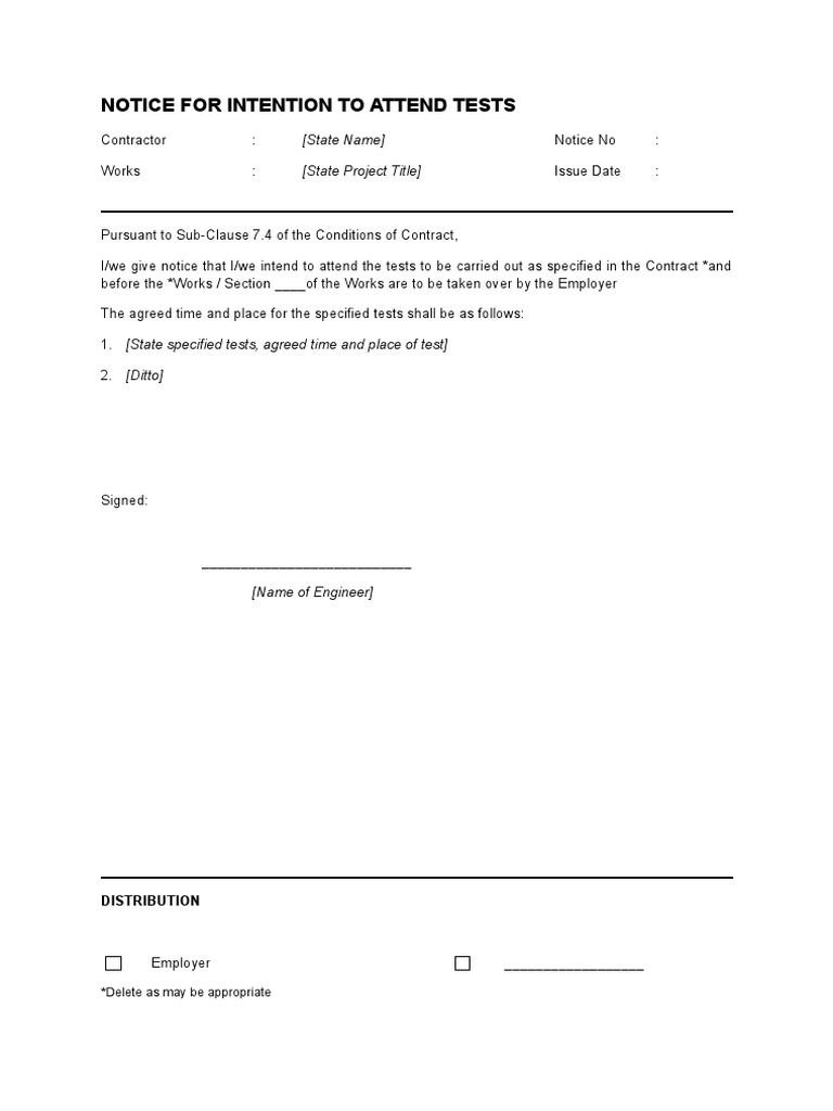 Sub-Clause 7.4 - Notice of Intention To Attend Tests | PDF | Virtue ...