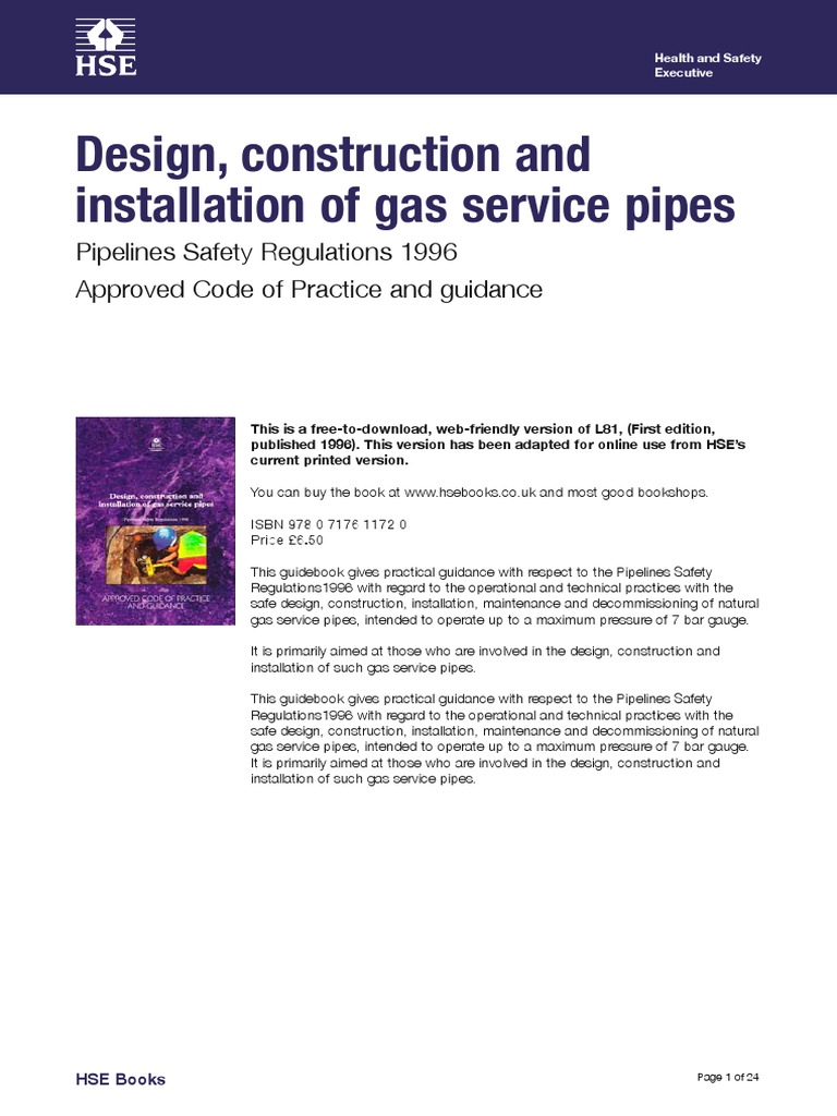 HSE Design Construction and Installation of Gas Service Pipes ...