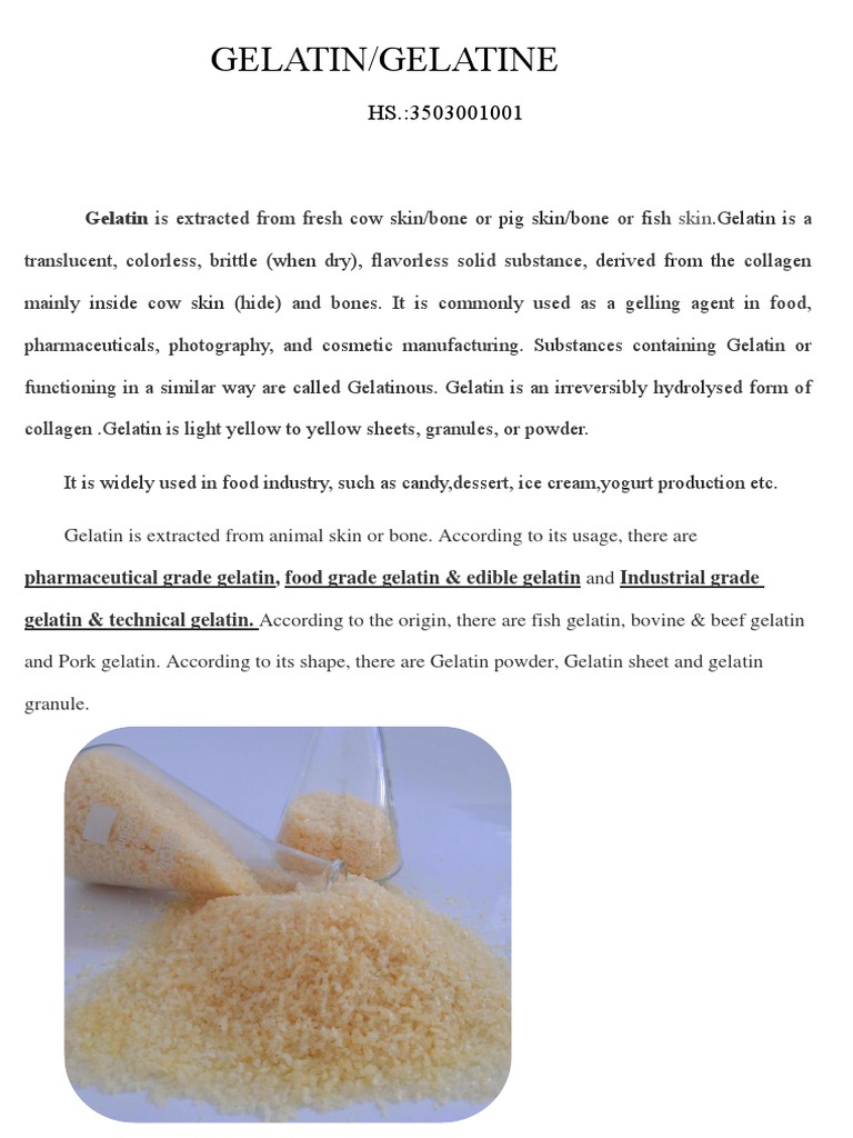Comprehensive Guide to Gelatin Types | PDF | Gelatin | Tablet (Pharmacy)