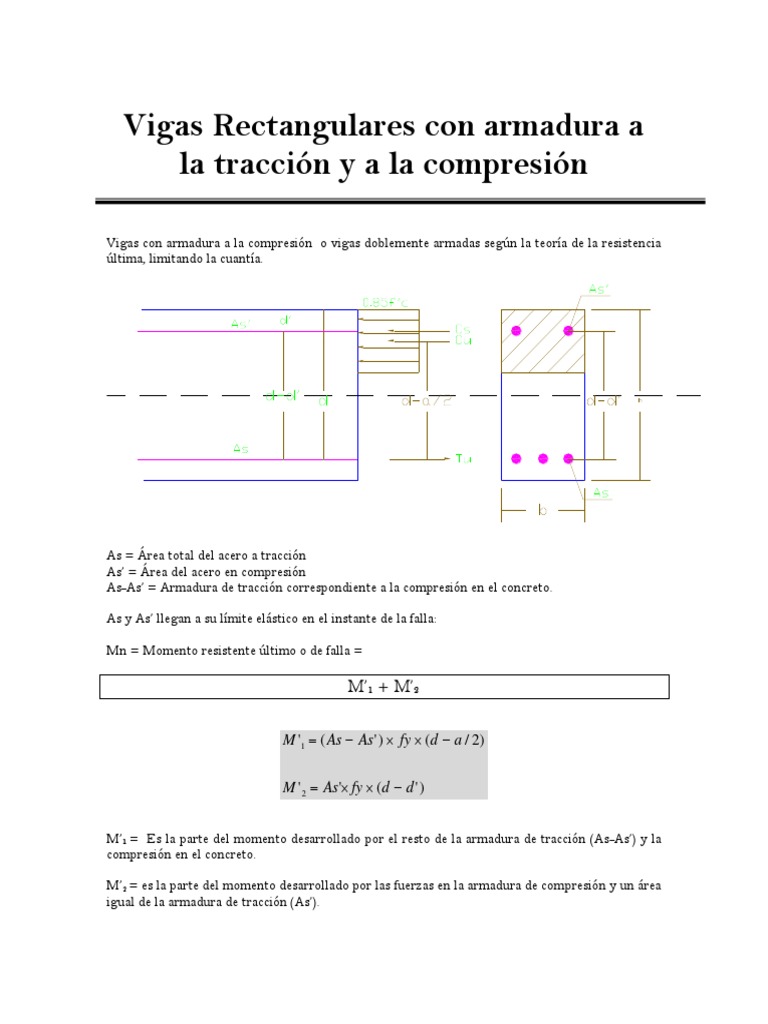 Vigas Rectangulares Con Armadura A La Tracción y A La Compresión | PDF ...