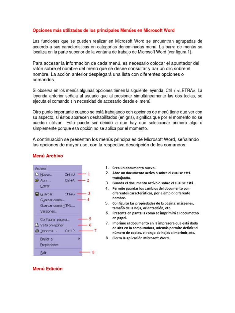 Comandos Word | PDF | Archivo de computadora | Point and Click