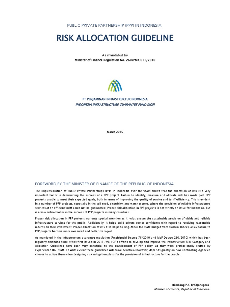 IIGF Risk Allocation Guideline English-Revisi 2015-Final@ | PDF | Public–Private Partnership ...