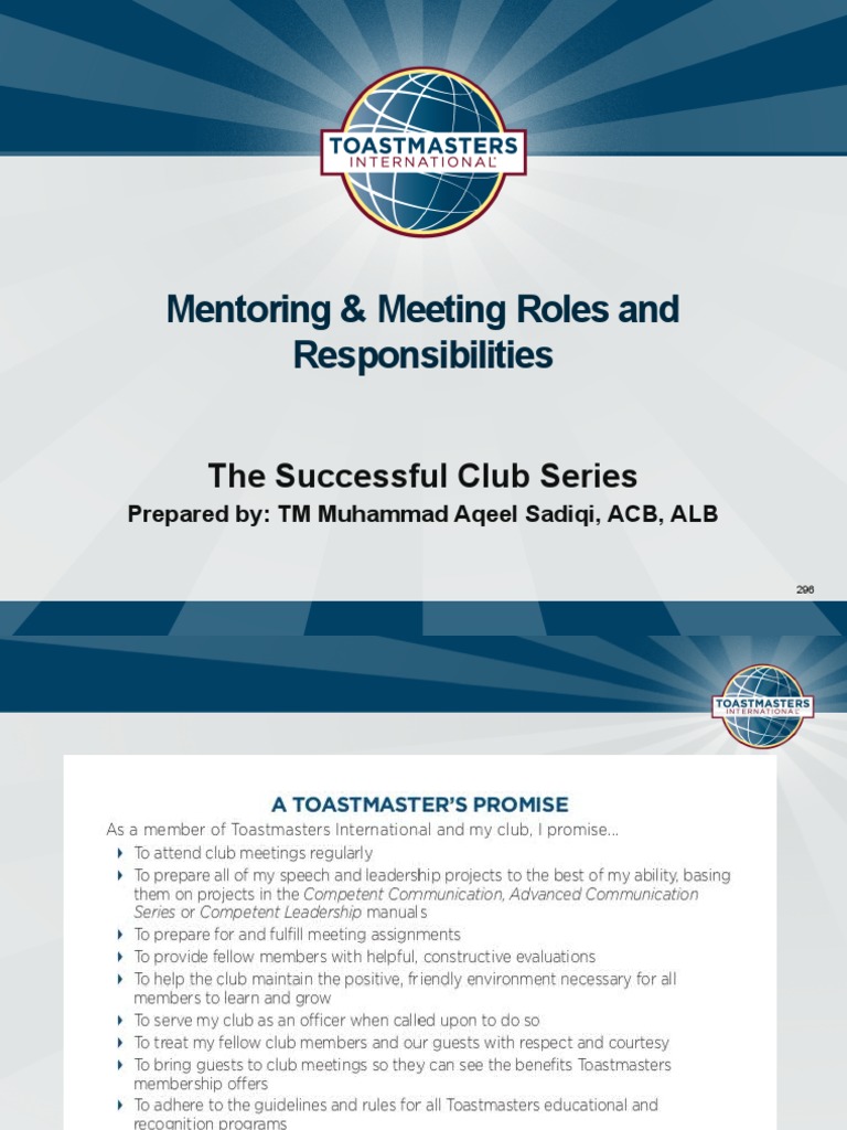 Mentoring & Meeting Roles and Responsibilities: The Successful Club ...
