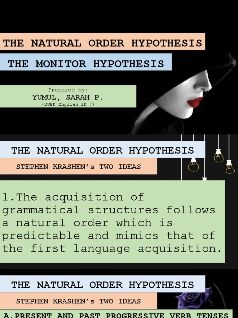 The Natural Order Hypothesis The Monitor Hypothesis: Yumul, Sarah P ...