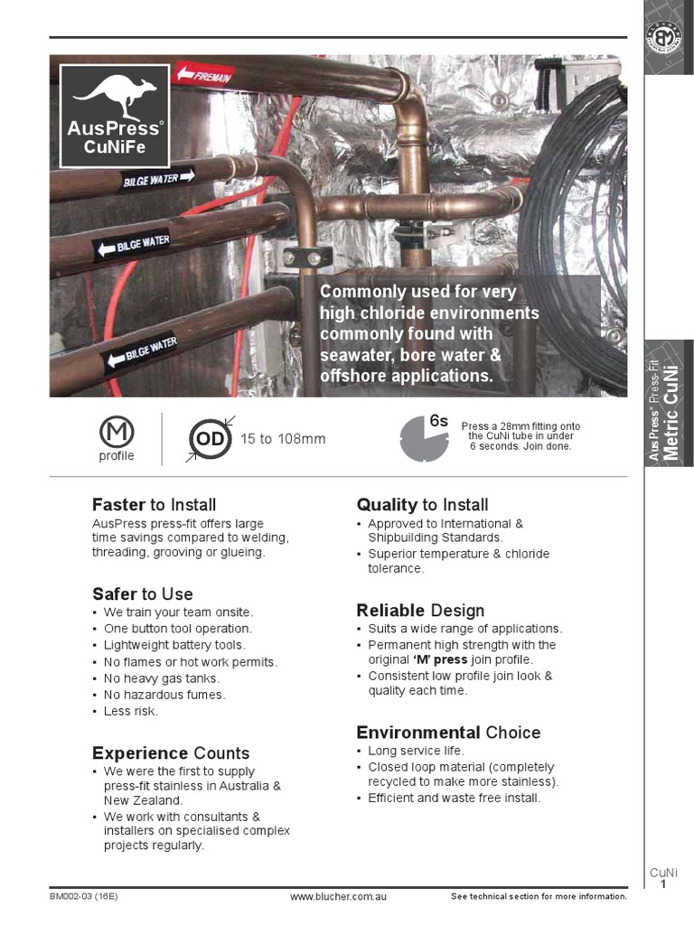 Auspress CUNI Catalouge | PDF | Stainless Steel | Pipe (Fluid Conveyance)
