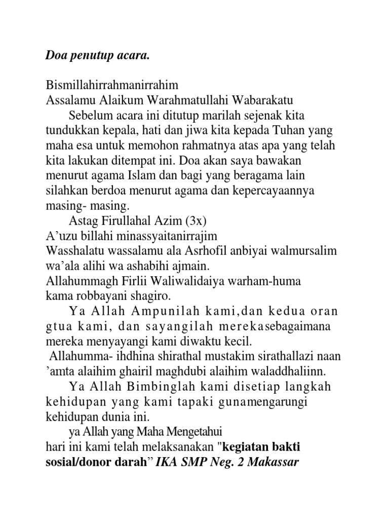 Doa Penutup Acara | PDF