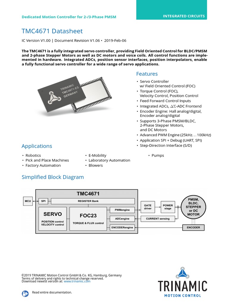 TMC4671 Datasheet v1.06 | PDF | Electric Motor | Analog To Digital ...