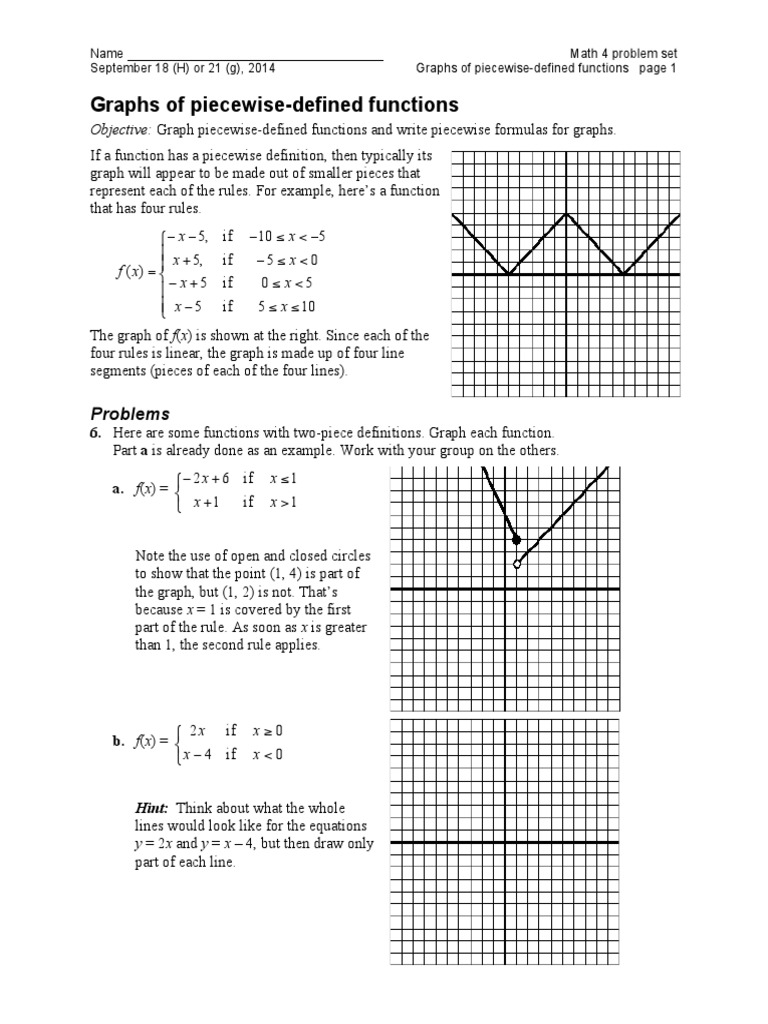 Graphs Of Piecewise Defined Functions Pdf Function Mathematics Functions And Mappings