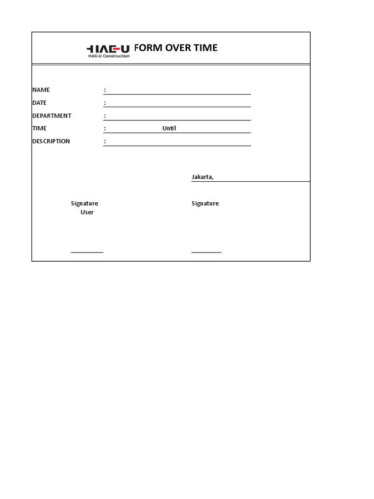 Form Over Time: Name: Date: Department: Time: Until Description | PDF