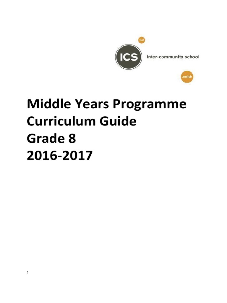 Grade 8 Curriculum Guide for the 2016-2017 School Year at the ...