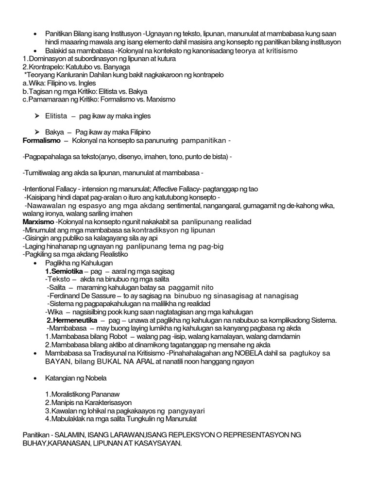 Panitikan Bilang Isang Institusyon | PDF