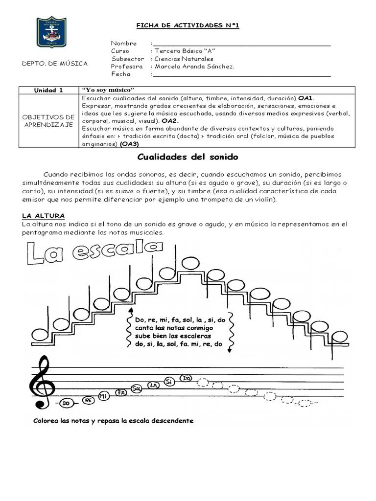 Actividades de Música para Tercero Básico | PDF | Sonido | Las artes ...