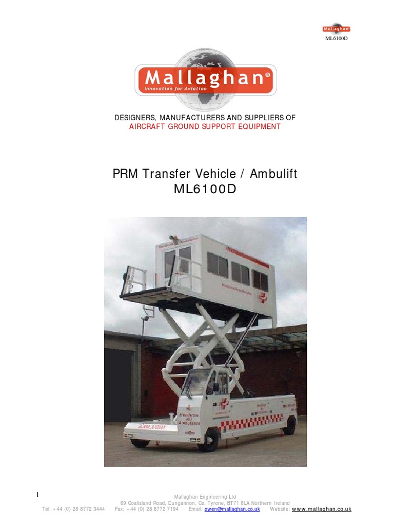 Ambulift Model ML6100D | PDF | Elevator | Truck