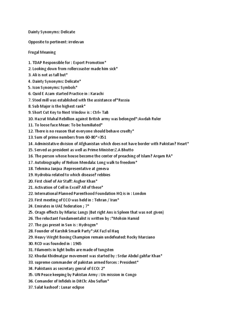 Dainty Synonyms | PDF | Pakistan