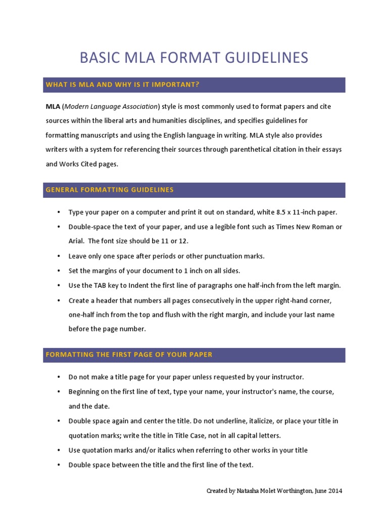 Basic MLA Format PDF | PDF | Citation | Graphic Design
