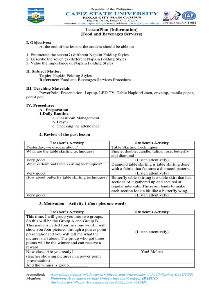 Lesson Plan Information | PDF | Lesson Plan | Cognition