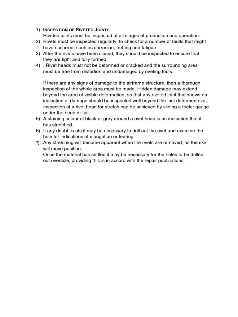 Rivet Joint Inspection Guidelines | PDF