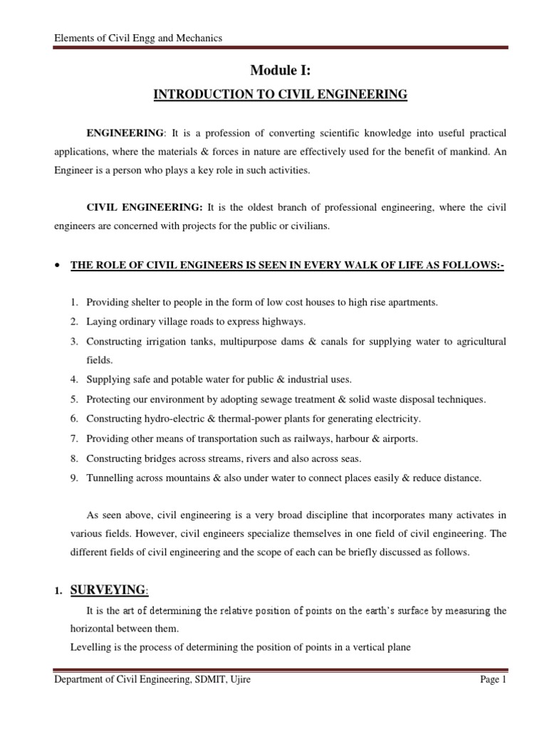 Introduction To Civil Engineering | PDF | Newton's Laws Of Motion | Force