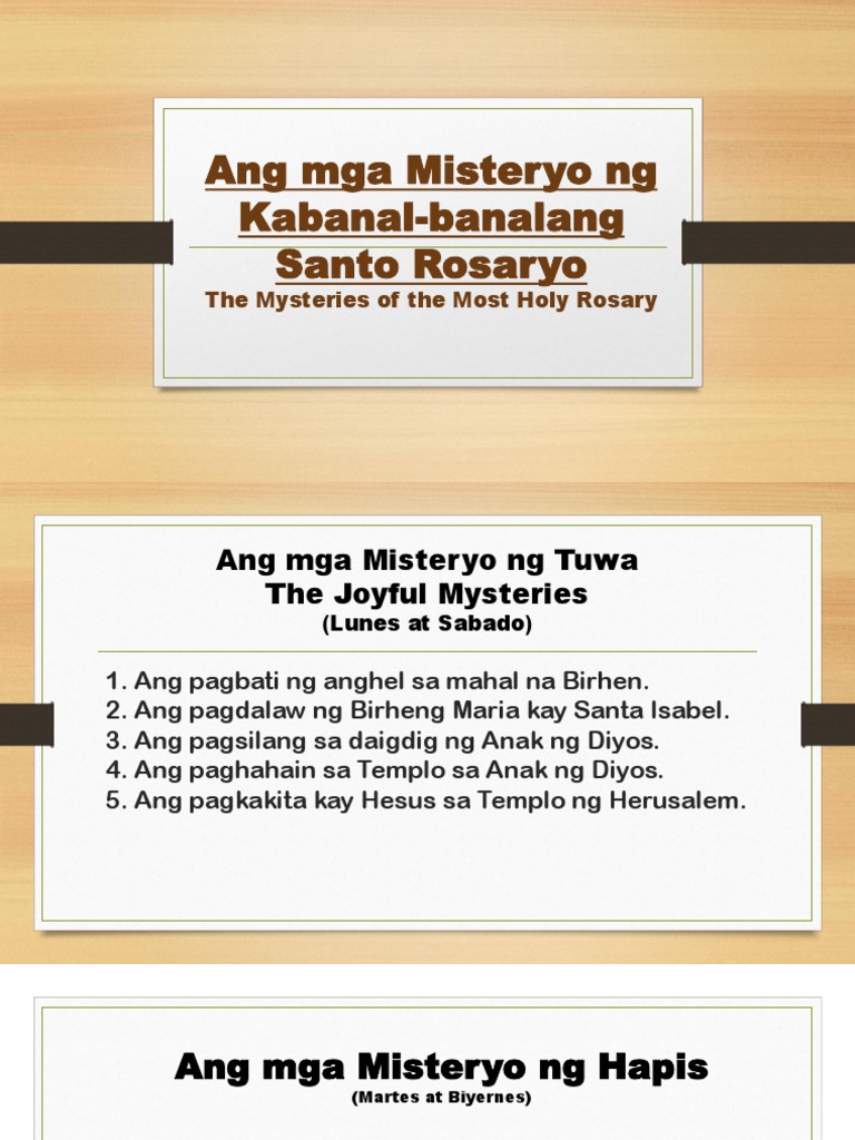 Ang Mga Misteryo NG Kabanal-Banalang Santo Rosaryo | PDF