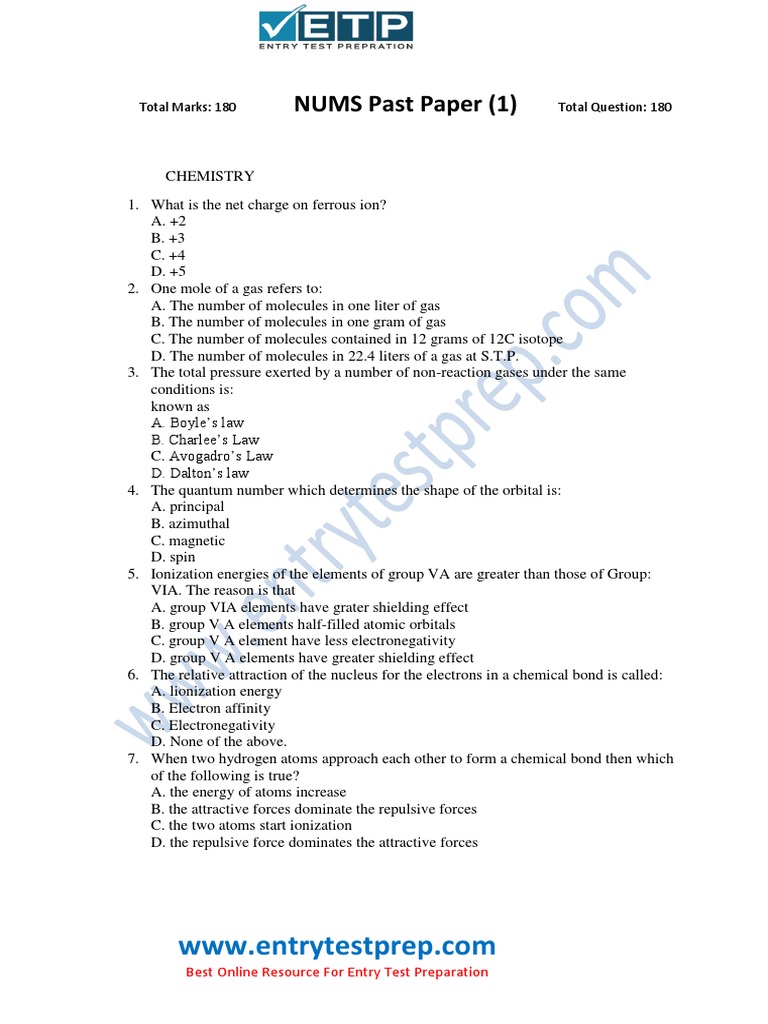 NUMS Past Paper 1 | PDF | Mitosis | Waves