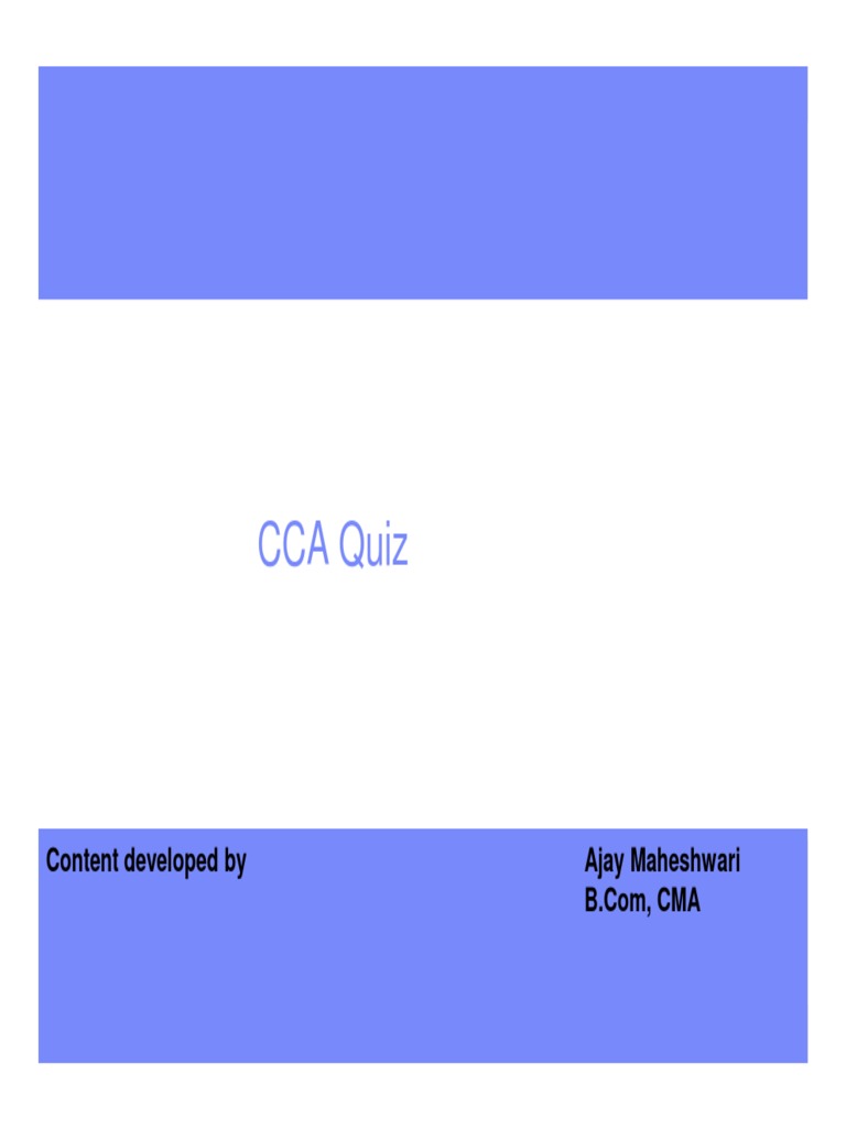 CCA Quiz CCA Quiz: AC605 Profitability Analysis | PDF | Exchange Rate | Business