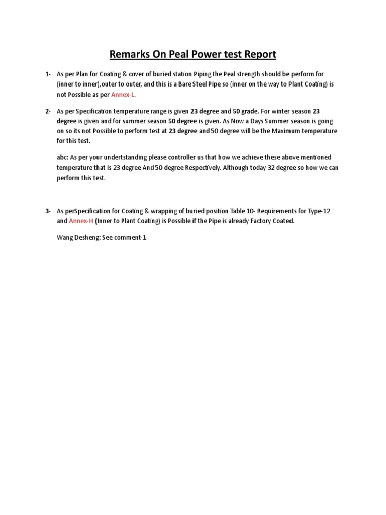 Remarks On Peal Power Test Report: Annex-L | PDF