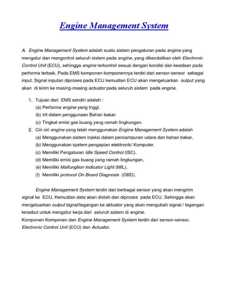 Engine Management System (EFI) | PDF | Teknologi & Rekayasa
