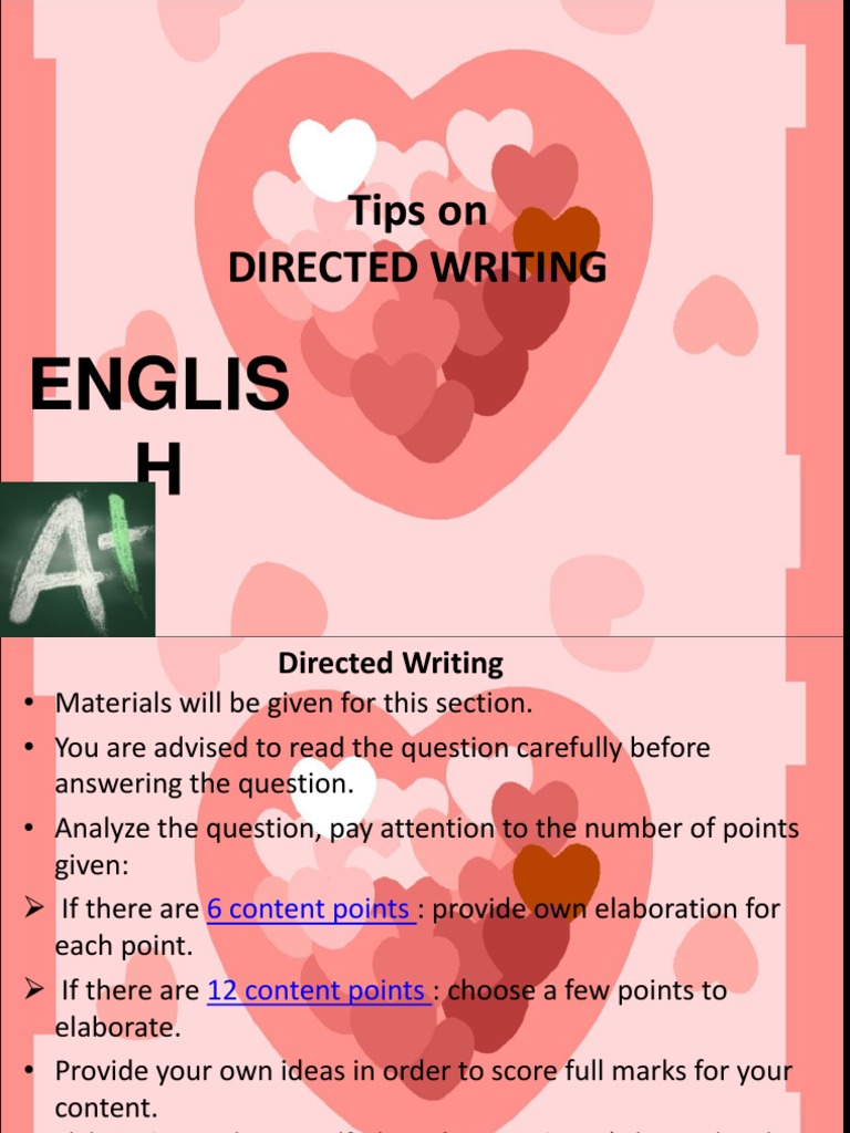 Tips On Directed Writing: Englis H | PDF | Question