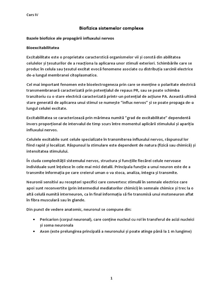 Biofizica Sistemelor Complexe | PDF