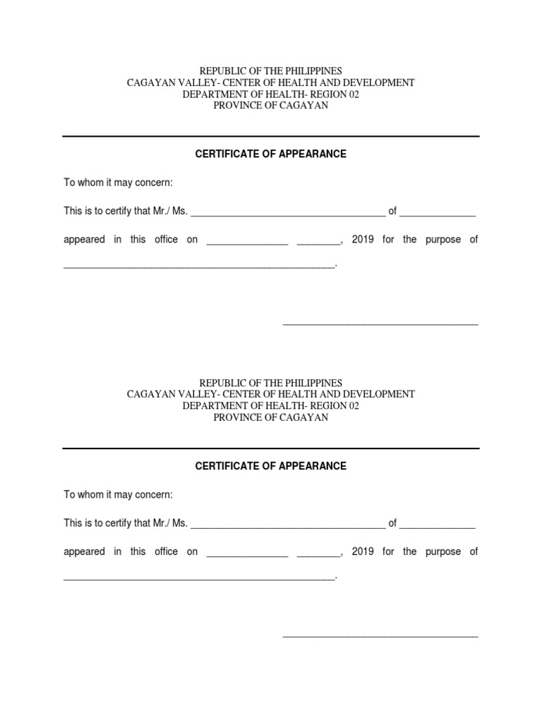 Certificate of Appearance | PDF